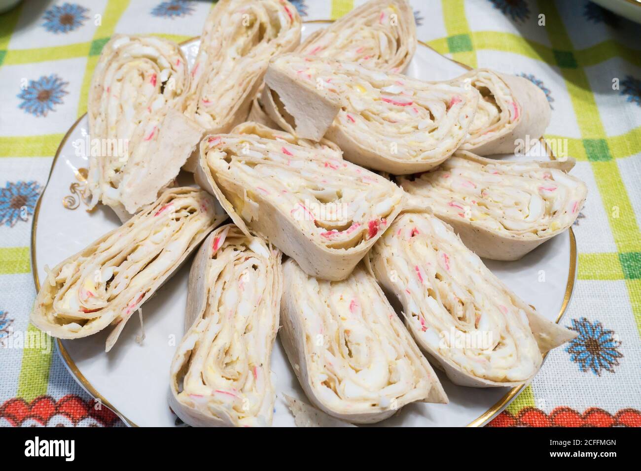 fish filling roll prepared for a festive feast Stock Photo - Alamy