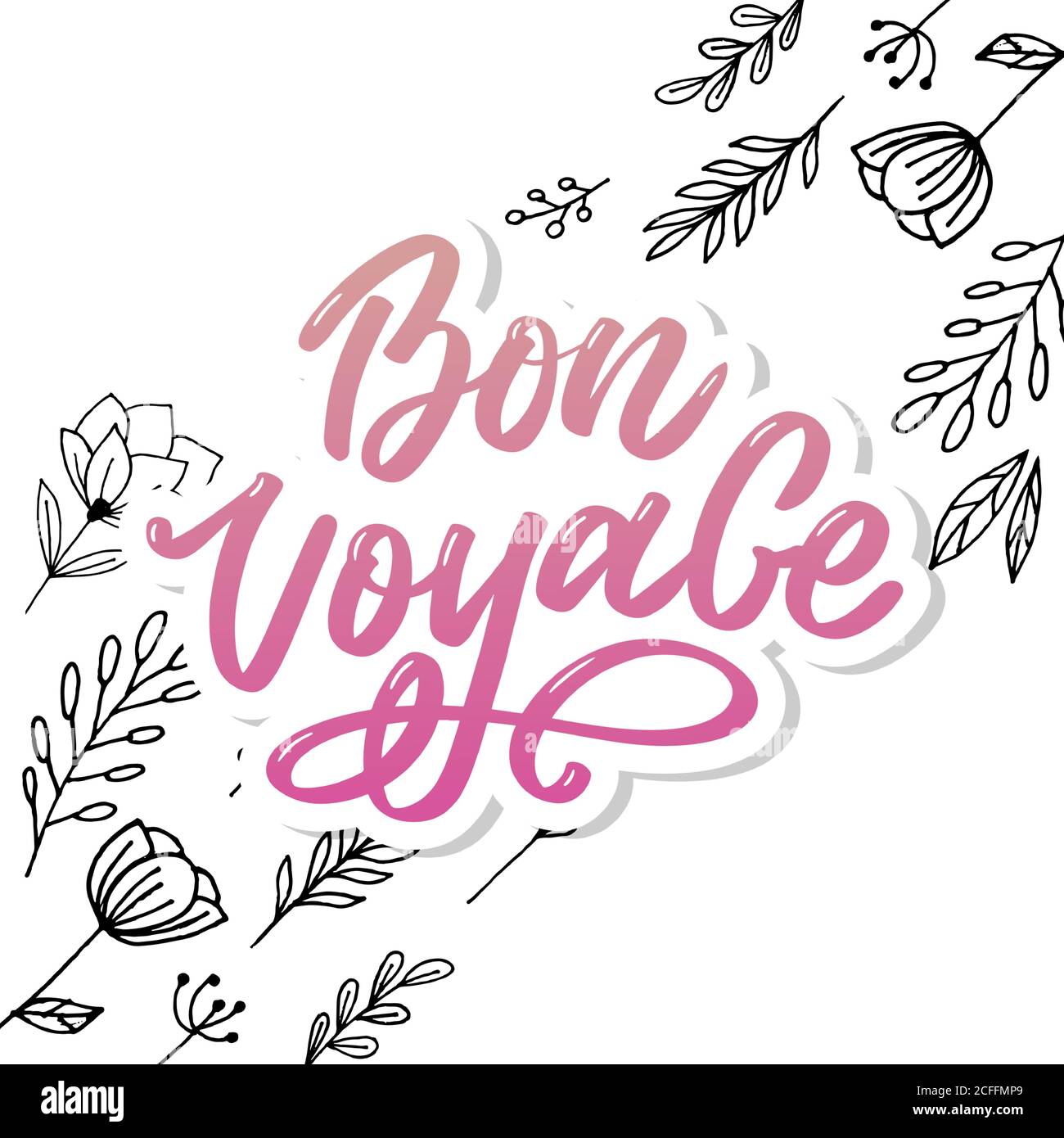 Bon Voyage Hand Lettering Vector Calligraphy Travel Stock Vector Image ...