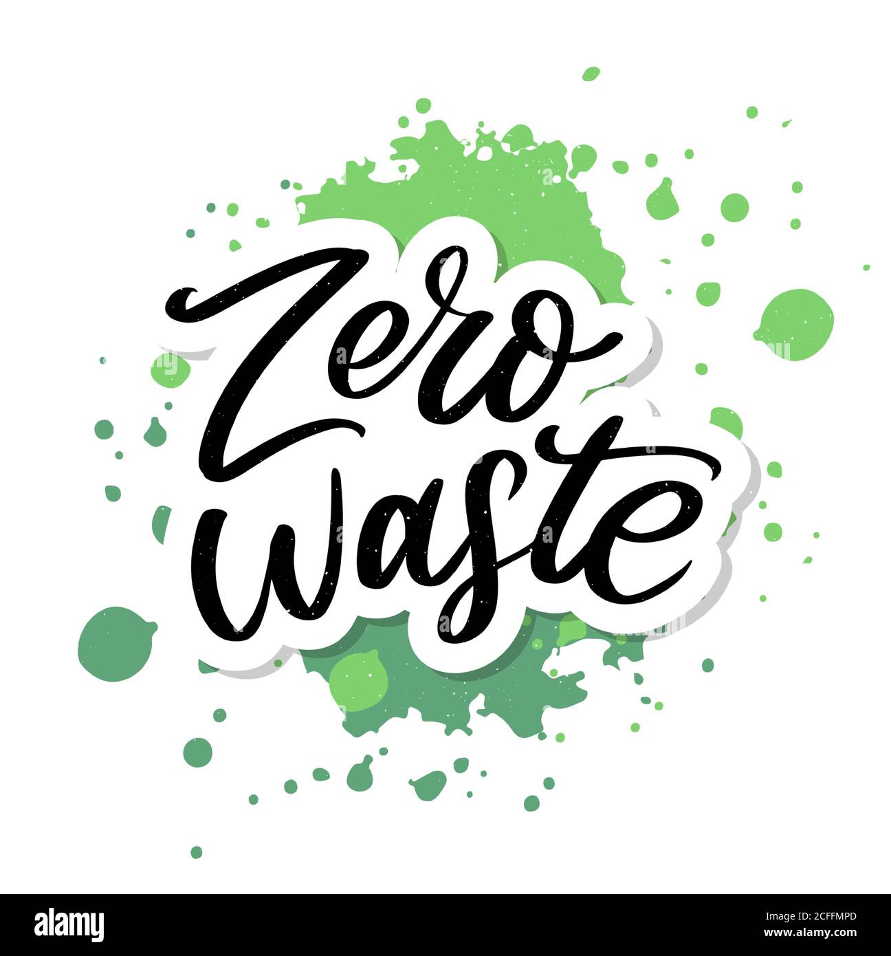 Zero waste conception Green Eco Ecology lettering text vector Stock ...