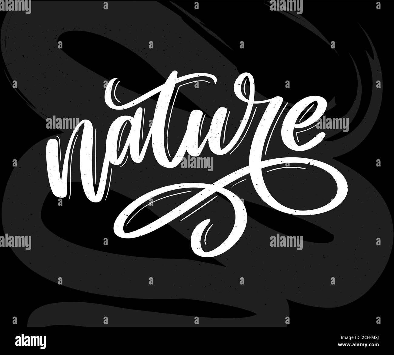 100 natural green lettering sticker with brushpen calligraphy. Eco ...