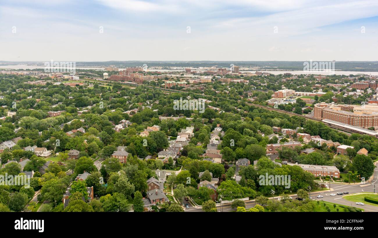 The skyline of Alexandria, Virginia, USA and surrounding areas as seen ...