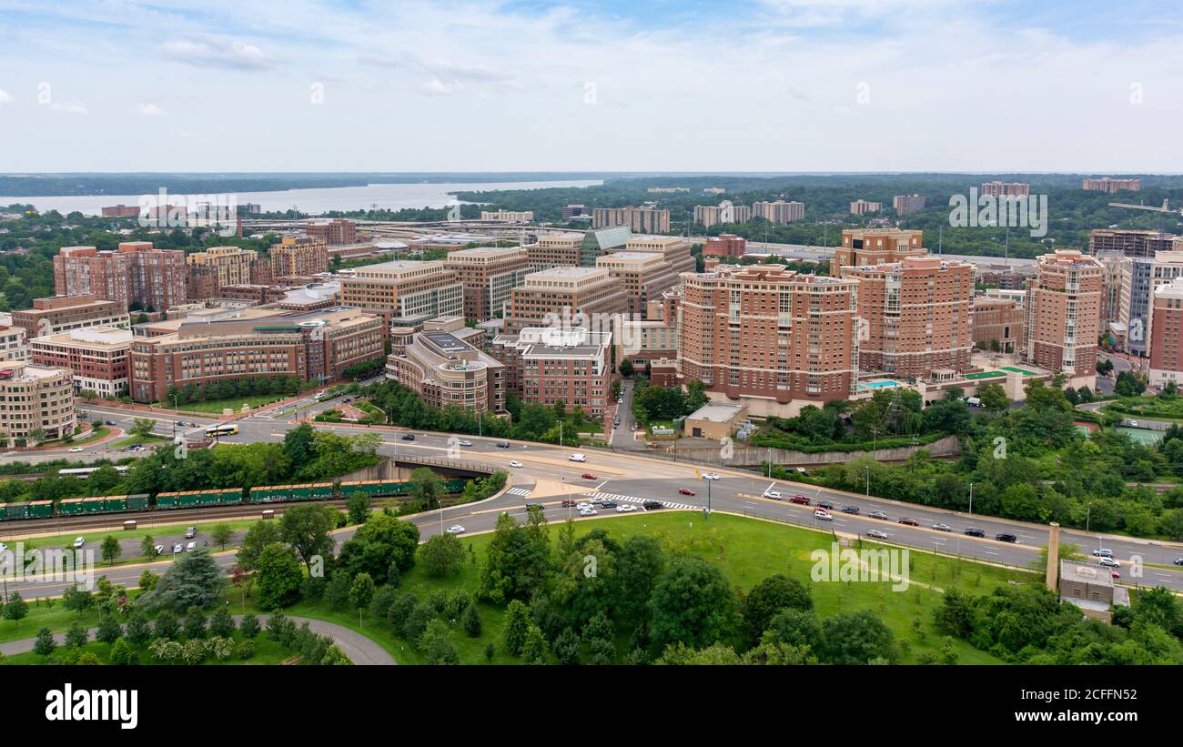 The skyline of Alexandria, Virginia, USA and surrounding areas as seen ...