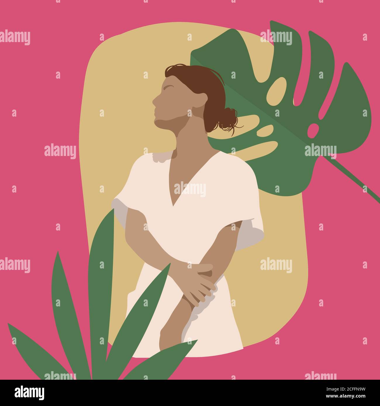 Boho Abstract Wall Art Vectors Isolated Background Women Illustration