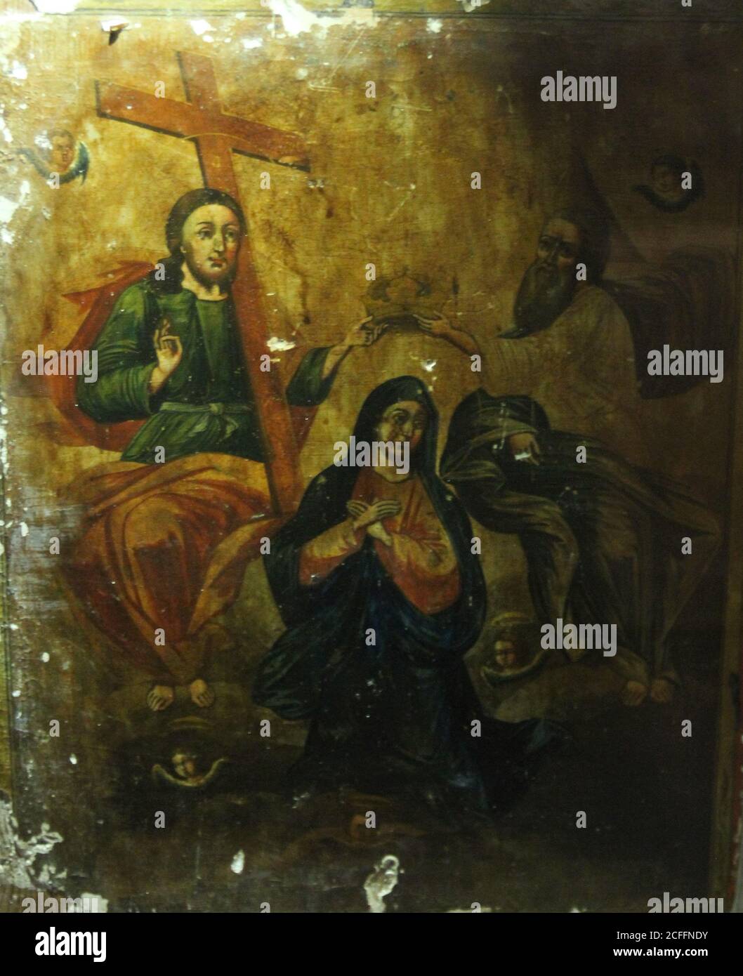 Early Christian crucifixion scene painting Stock Photo - Alamy