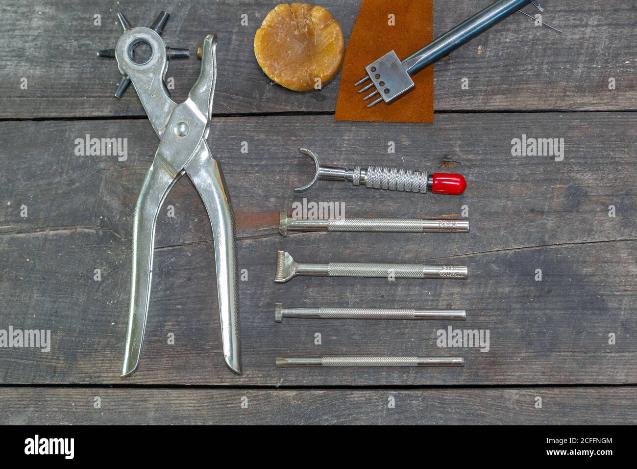Leather instruments kit. Flat set. Old leather tooling stamps for ...