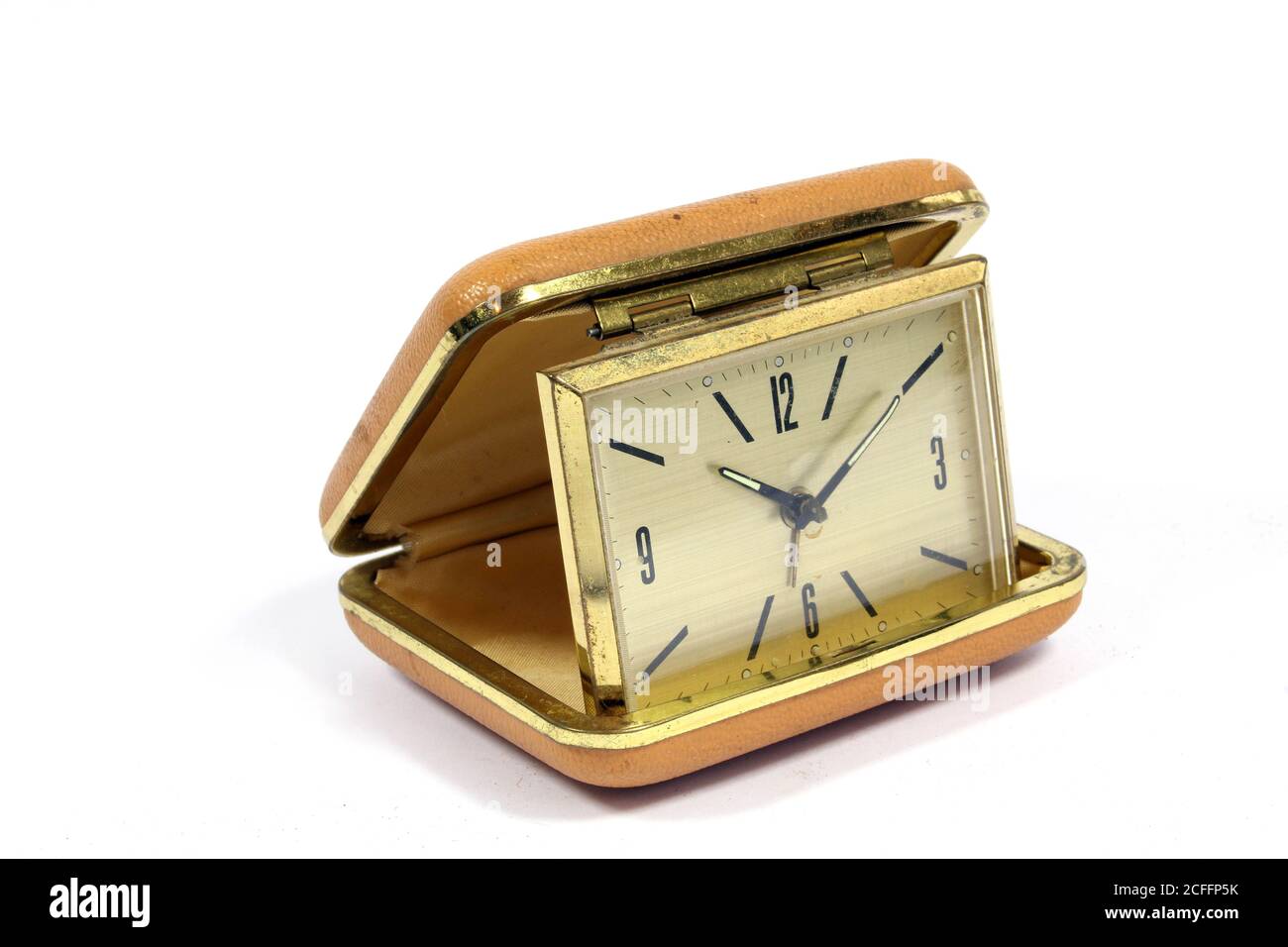 A Vintage Antique Desk Clock on White Background Stock Photo - Alamy
