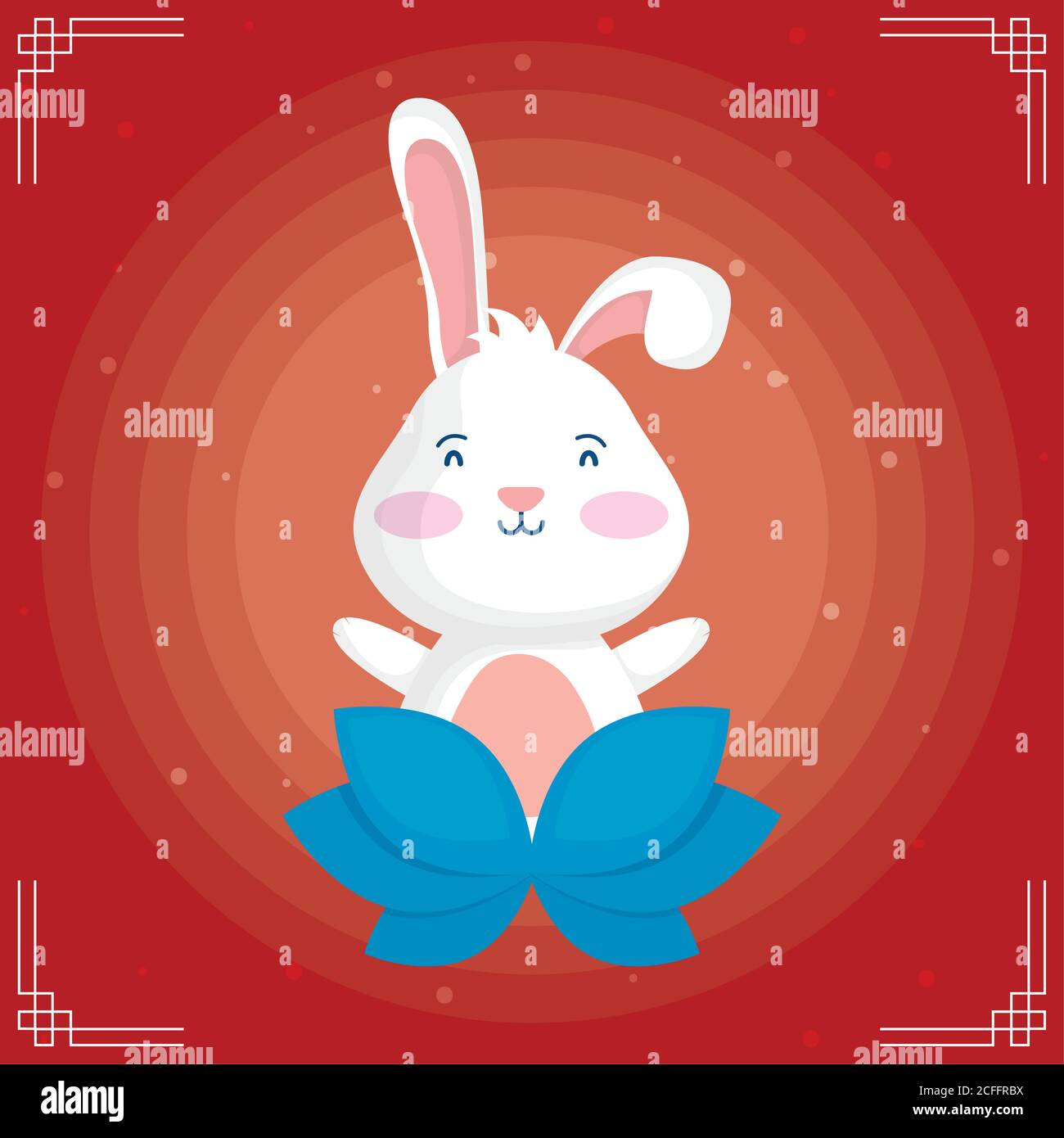 mid autumn festival poster with rabbit and lotus flower vector ...
