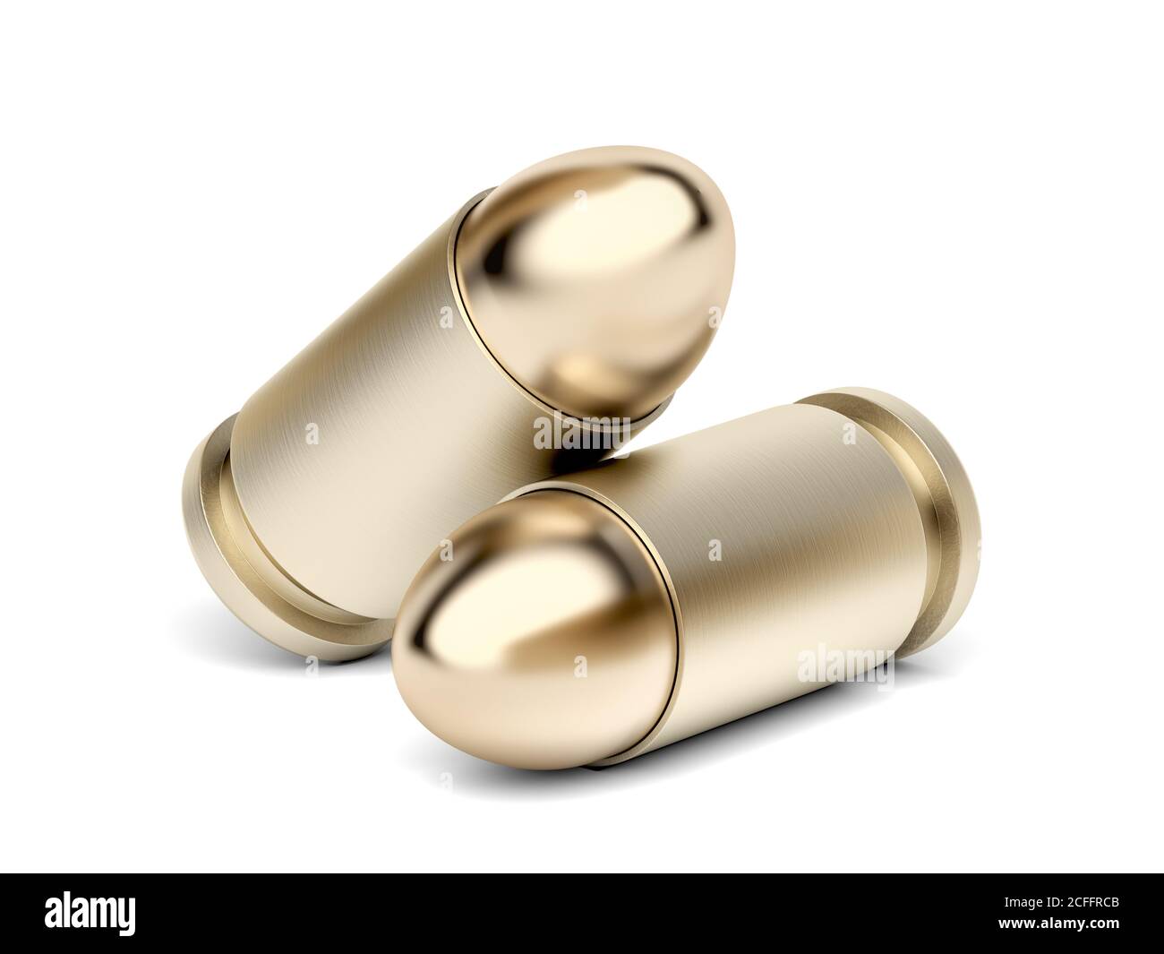 Two pistol bullets on white background Stock Photo - Alamy