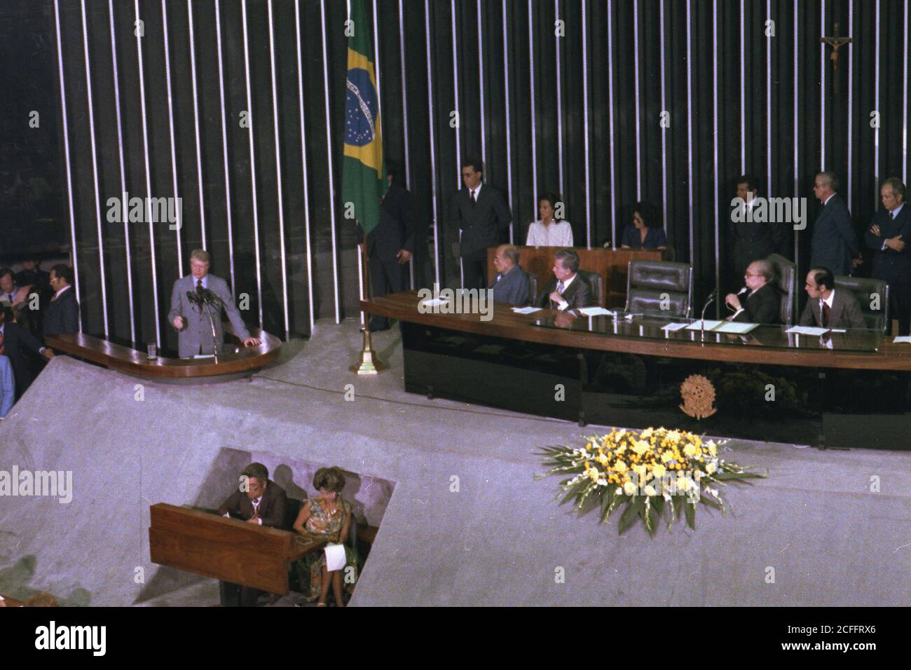 Jimmy Carter addresses the Brazilian Congress ca. 30 March 1978 Stock ...