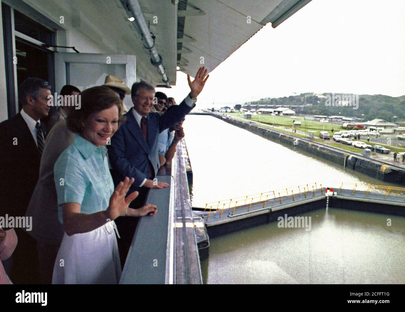 Jimmy Carter and Rosalynn Carter visit one of the locks along the ...