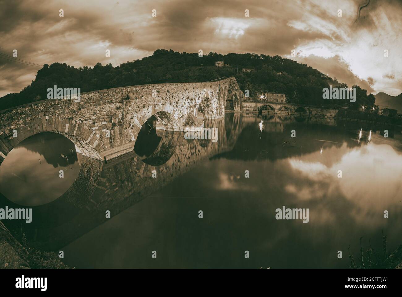 Devils Bridge at night, Lucca - Italy Stock Photo - Alamy
