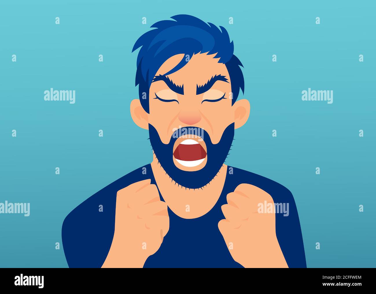 Vector of an angry screaming young man feeling frustrated Stock Vector ...