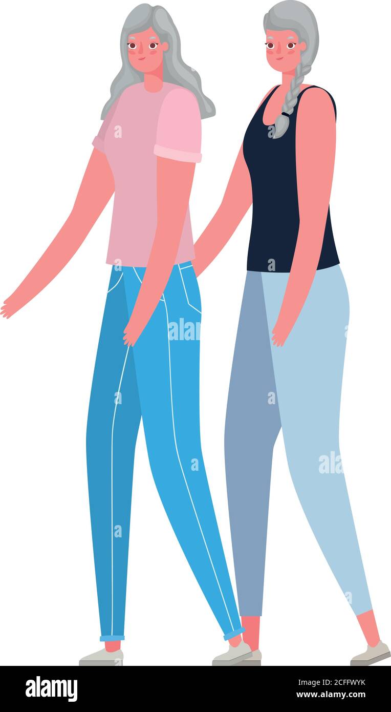 Two Senior Women Cartoons Vector Design Stock Vector Image And Art Alamy