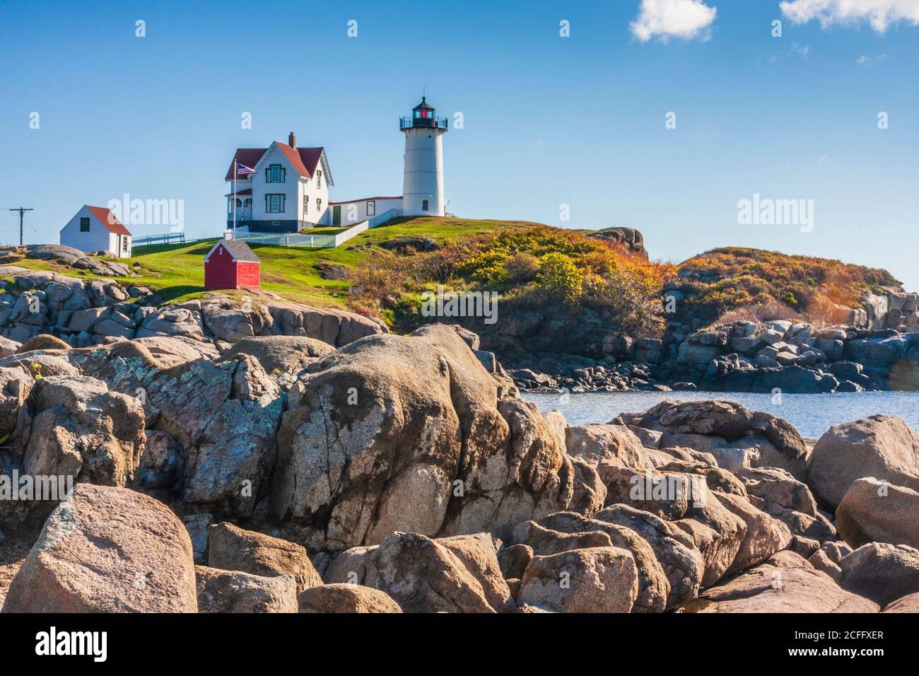 Cape Neddick Lighthouse, also known as York Lighthouse and as the ...