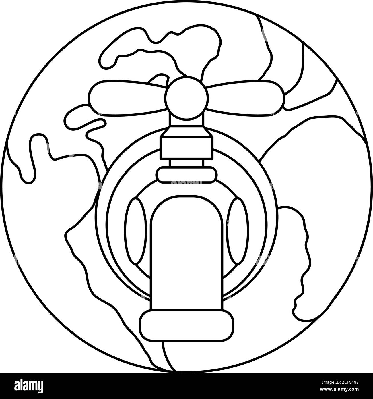 world planet earth with water faucet vector illustration design Stock ...