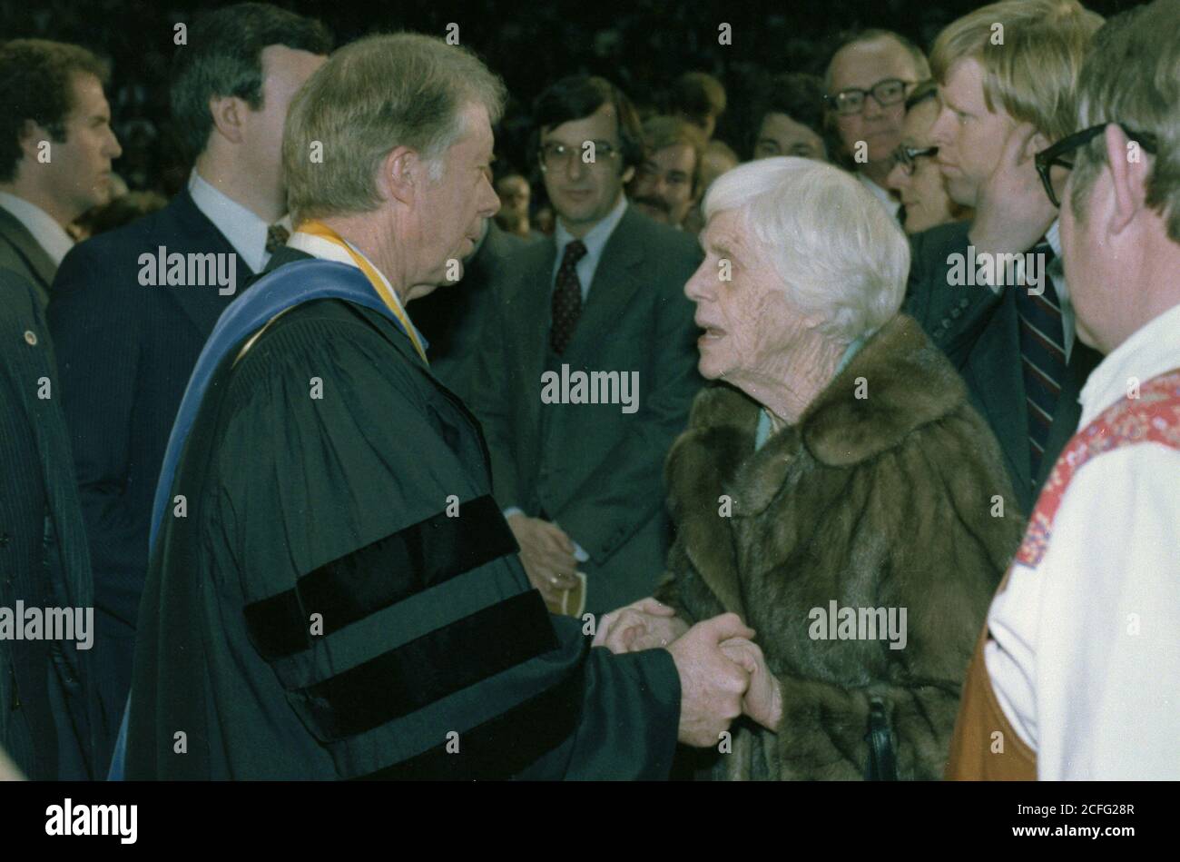 Jimmy Carter greets his mother Miss Lillian Carter at the commencement ...