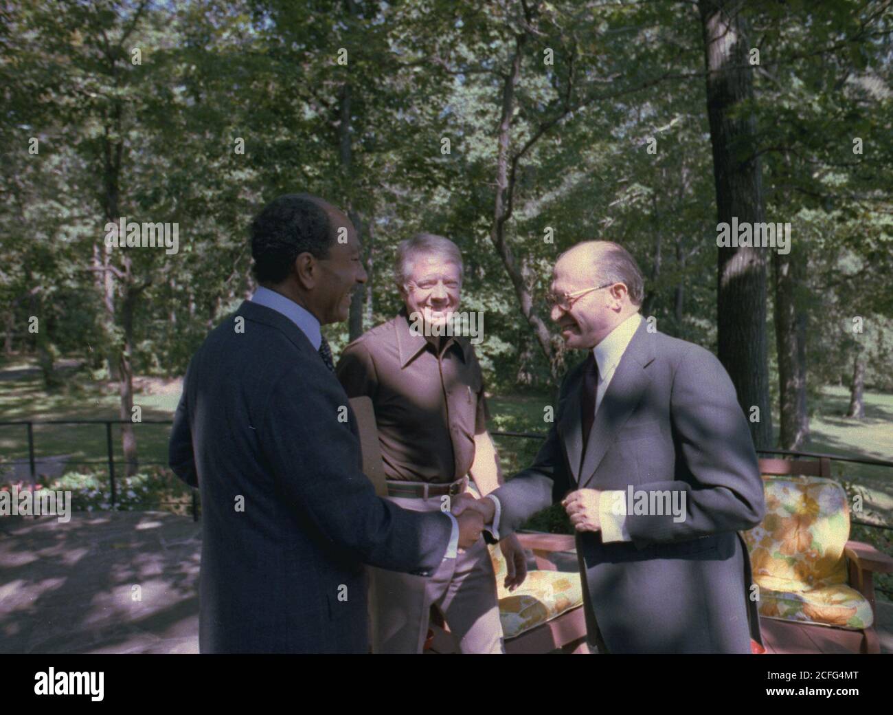 "Anwar Sadat, Jimmy Carter and Menahem Begin hold one of their Camp ...