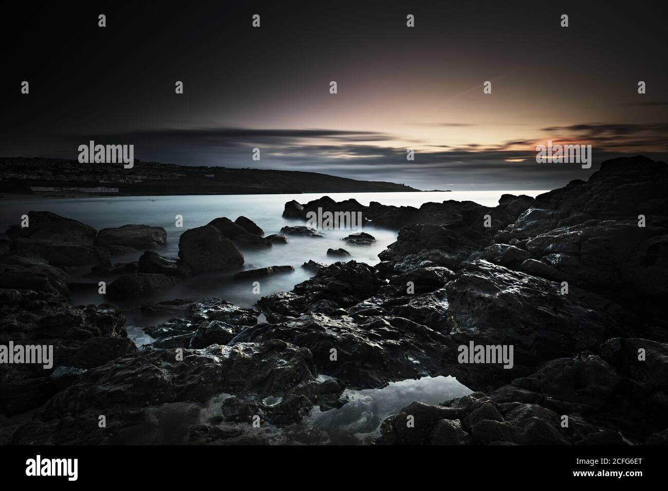 Long Exposure, Rocks, Setting Sun Stock Photo - Alamy