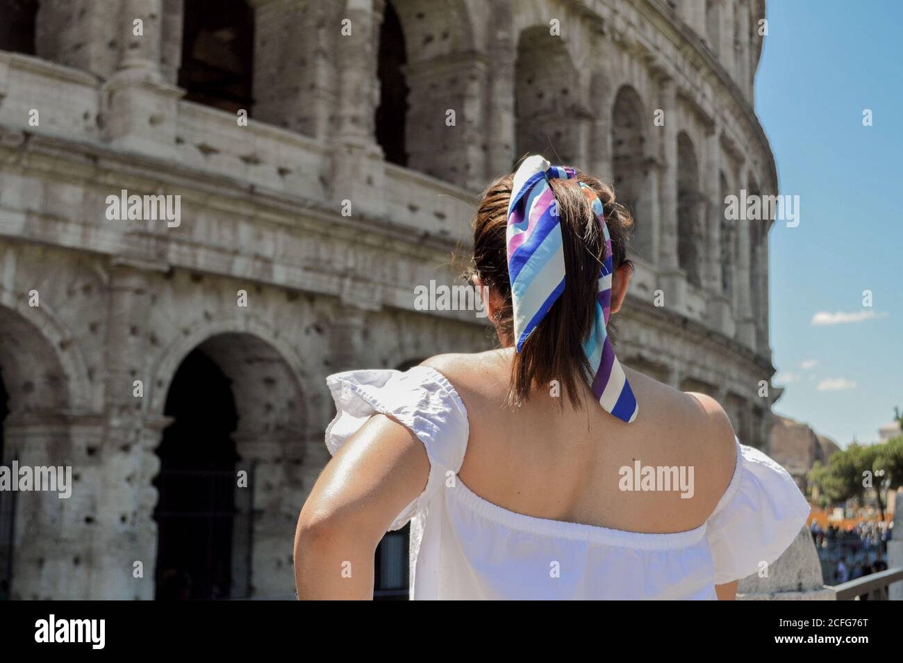 Woman watching coliseum hi-res stock photography and images - Alamy
