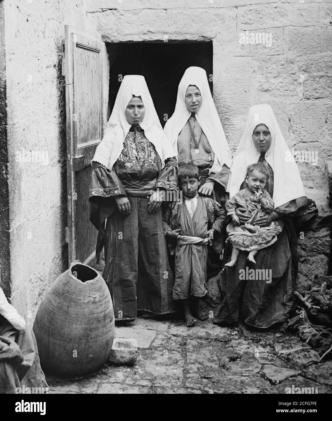 Original Caption: Costumes characters etc. Group of Bethlehemites ...
