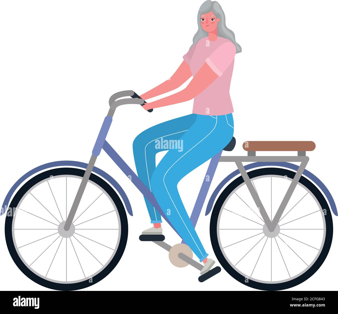 Senior woman riding bike vector design Stock Vector Image & Art - Alamy