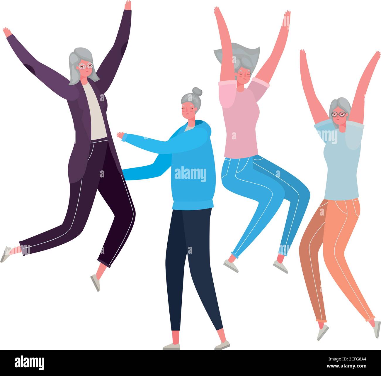 Senior women cartoons jumping vector design Stock Vector Image & Art ...