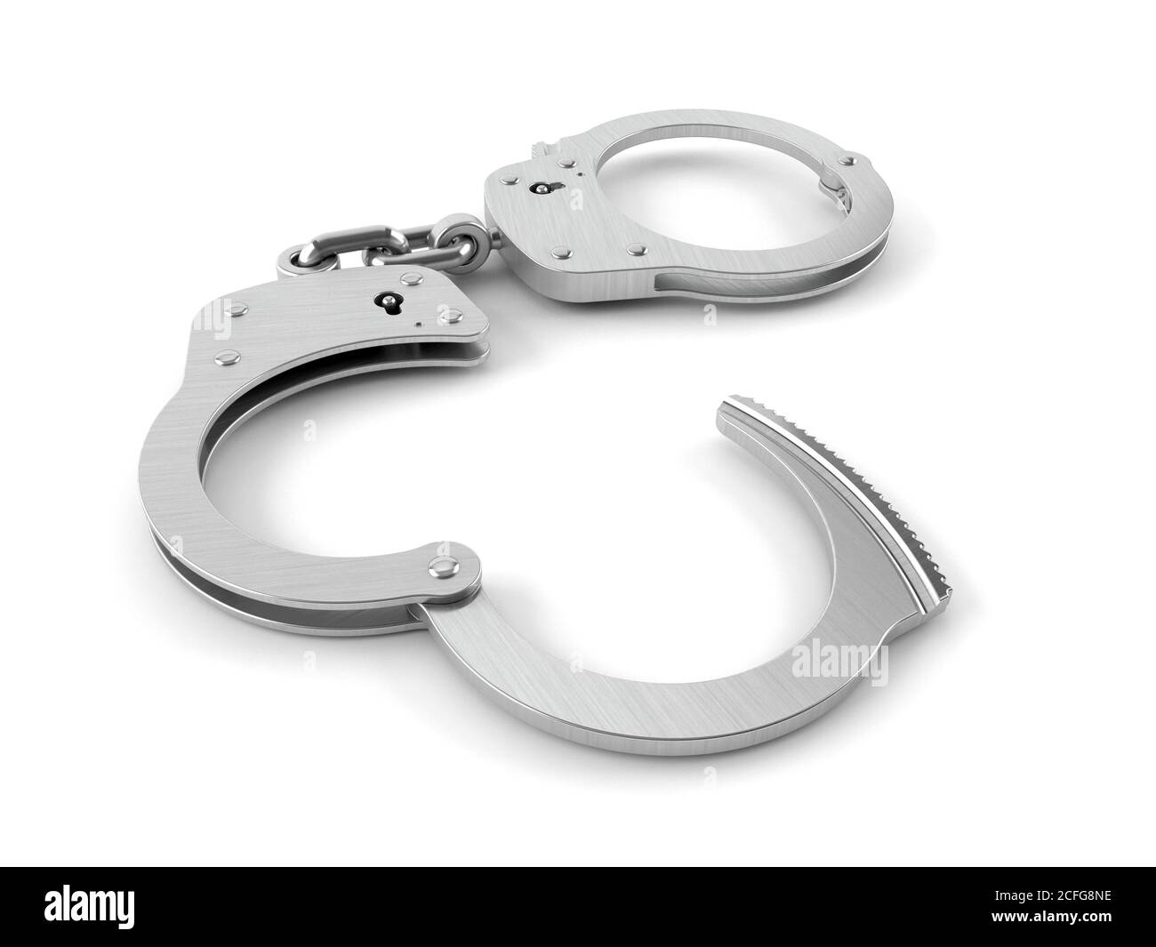 Handcuffs isolated on white background Stock Photo - Alamy