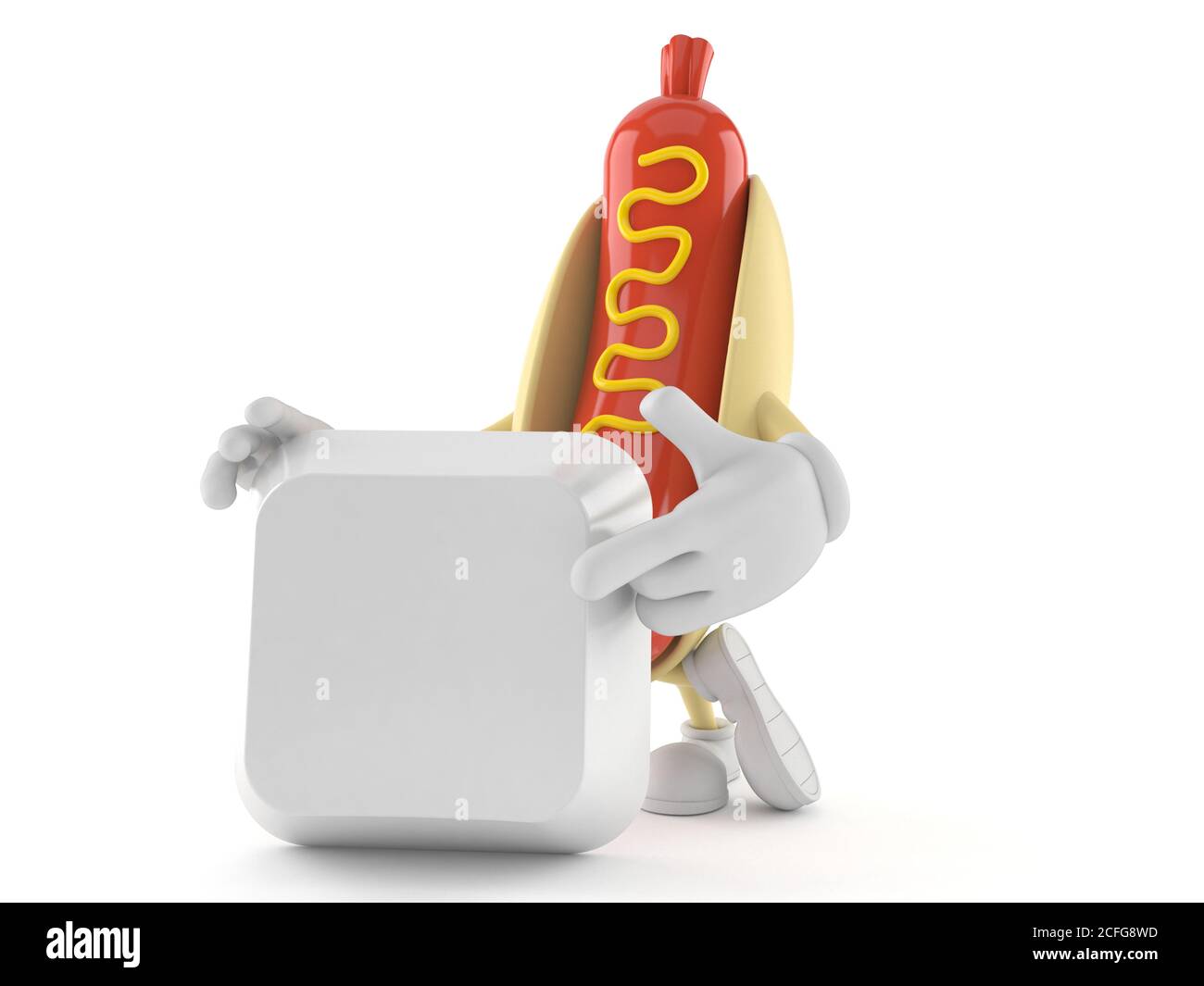 Hot dog character with blank keyboard key isolated on white background ...