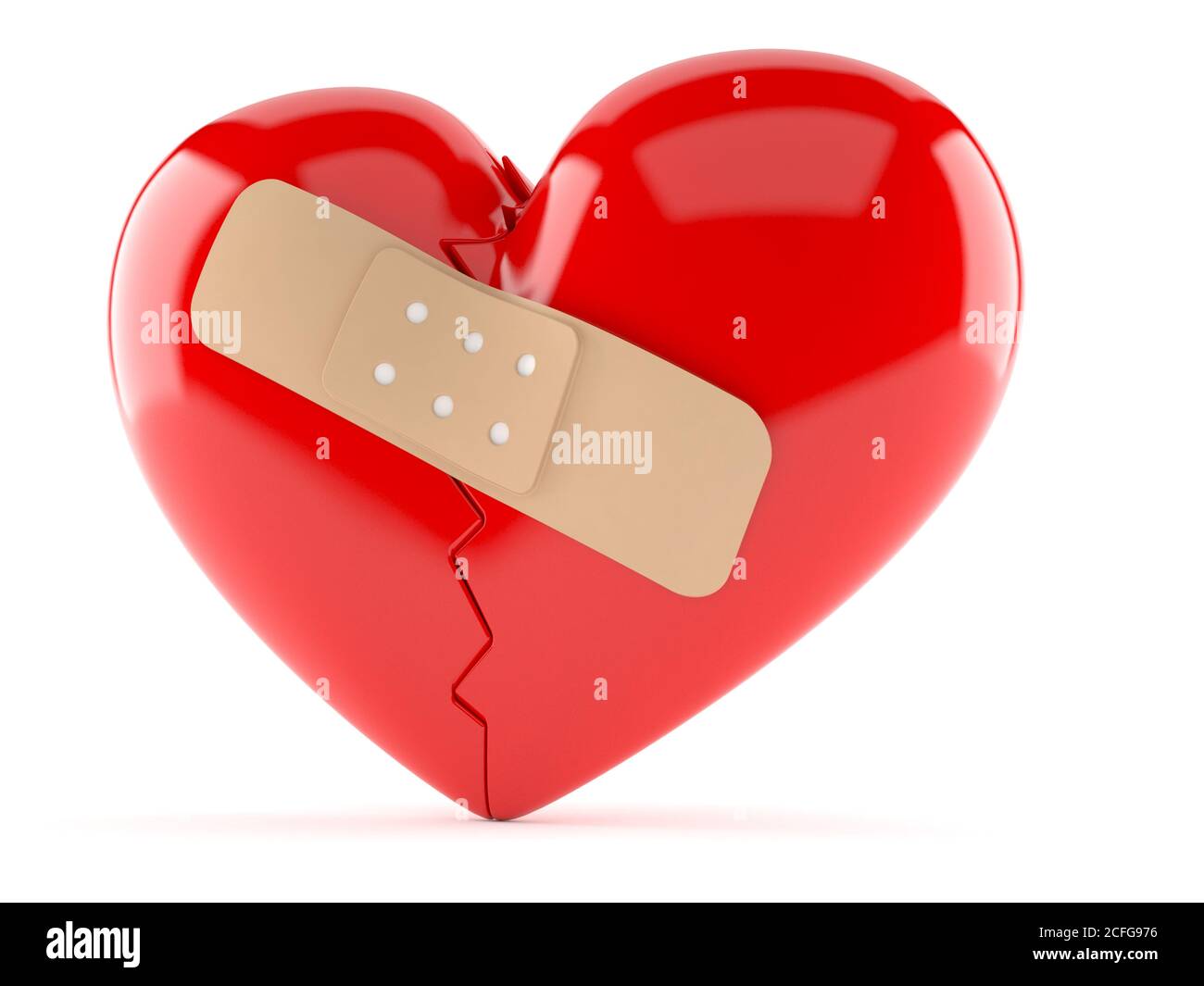 Heart with bandage isolated on white background Stock Photo - Alamy