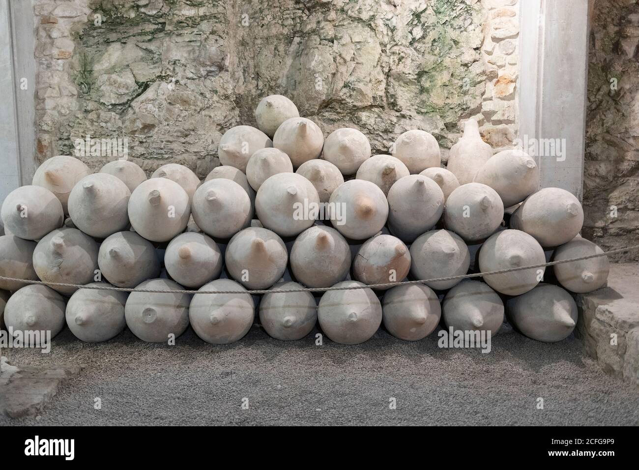 amphoras, exhibition below the Arena, Pula, Istria, Croatia Stock Photo ...