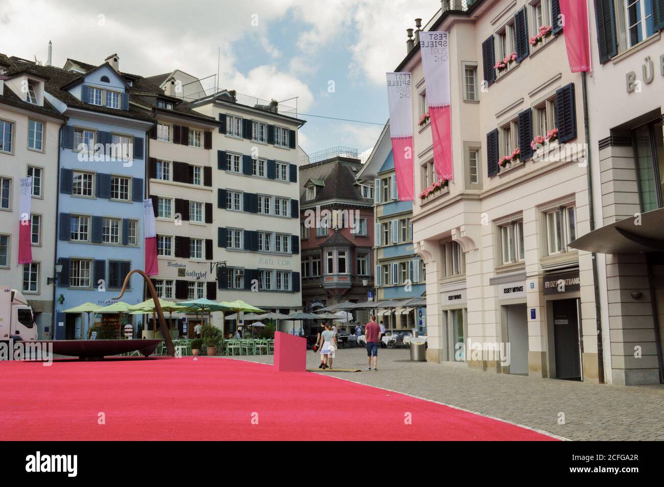 Colorful street in switzerland summer afternoon Stock Photo - Alamy