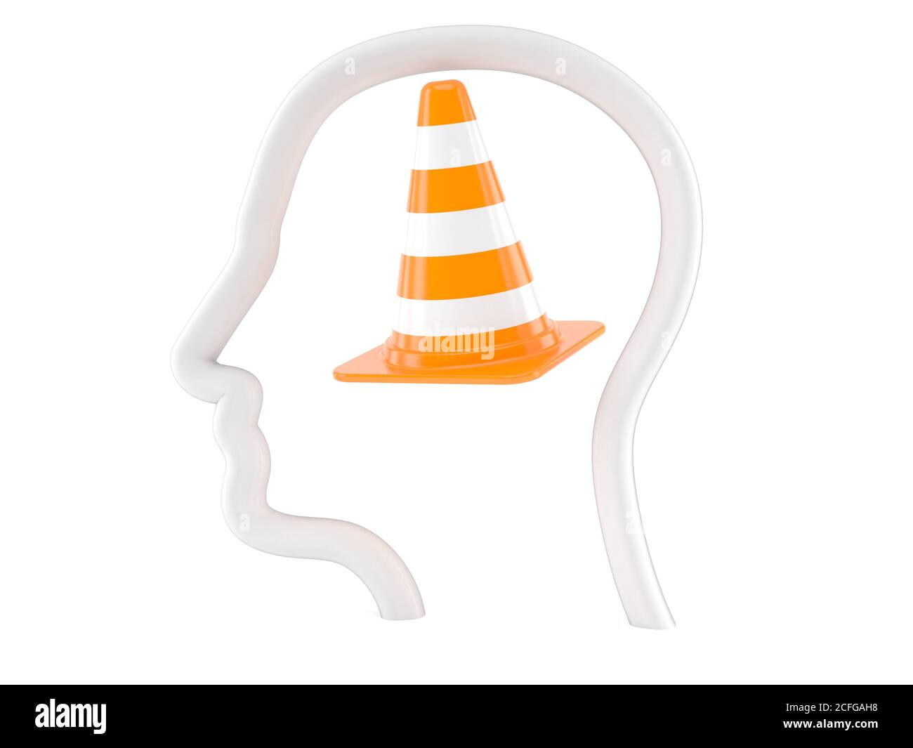 Traffic cone with profil face isolated on white background Stock Photo ...