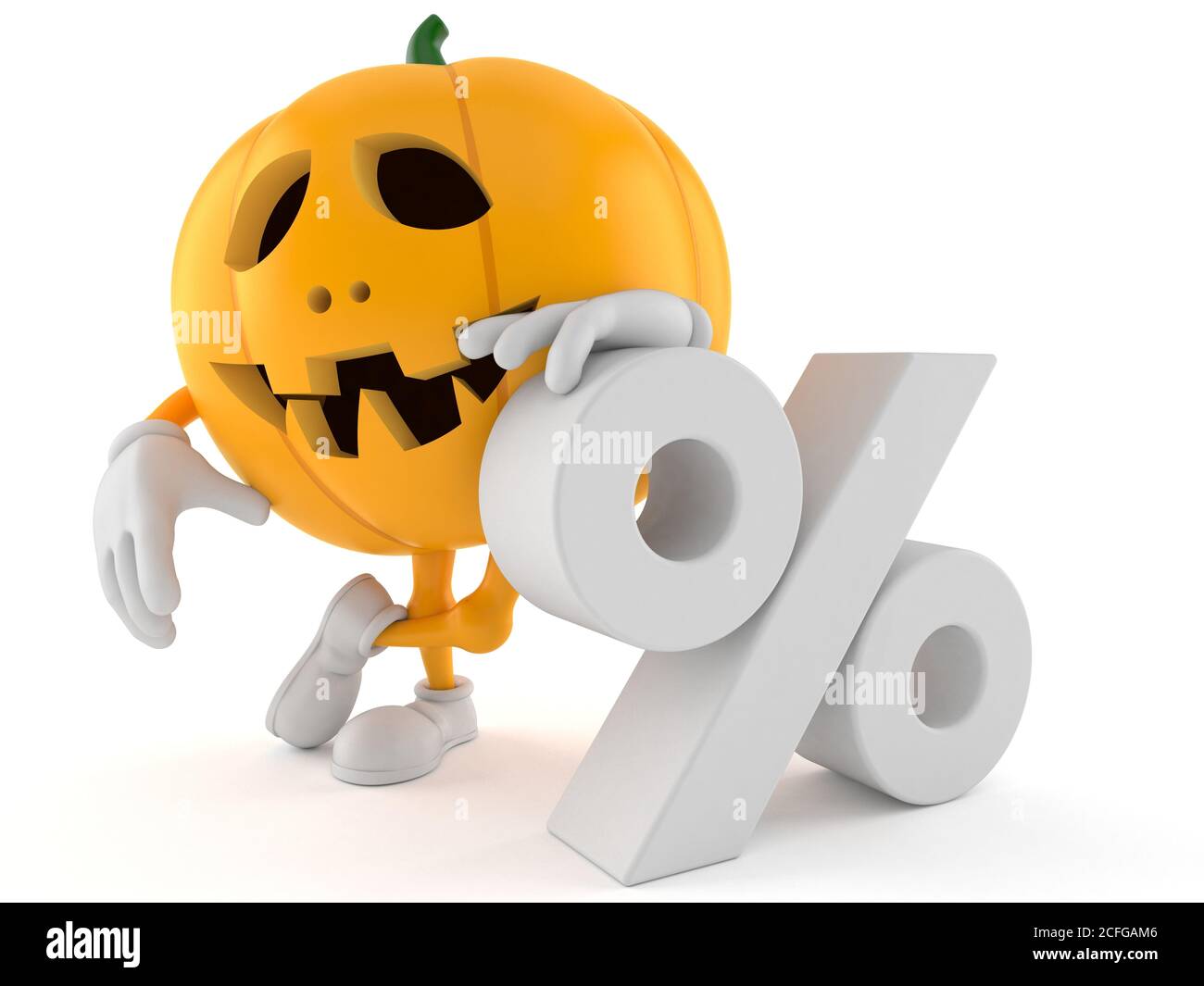 Halloween pumpkin character with percent symbol isolated on white ...
