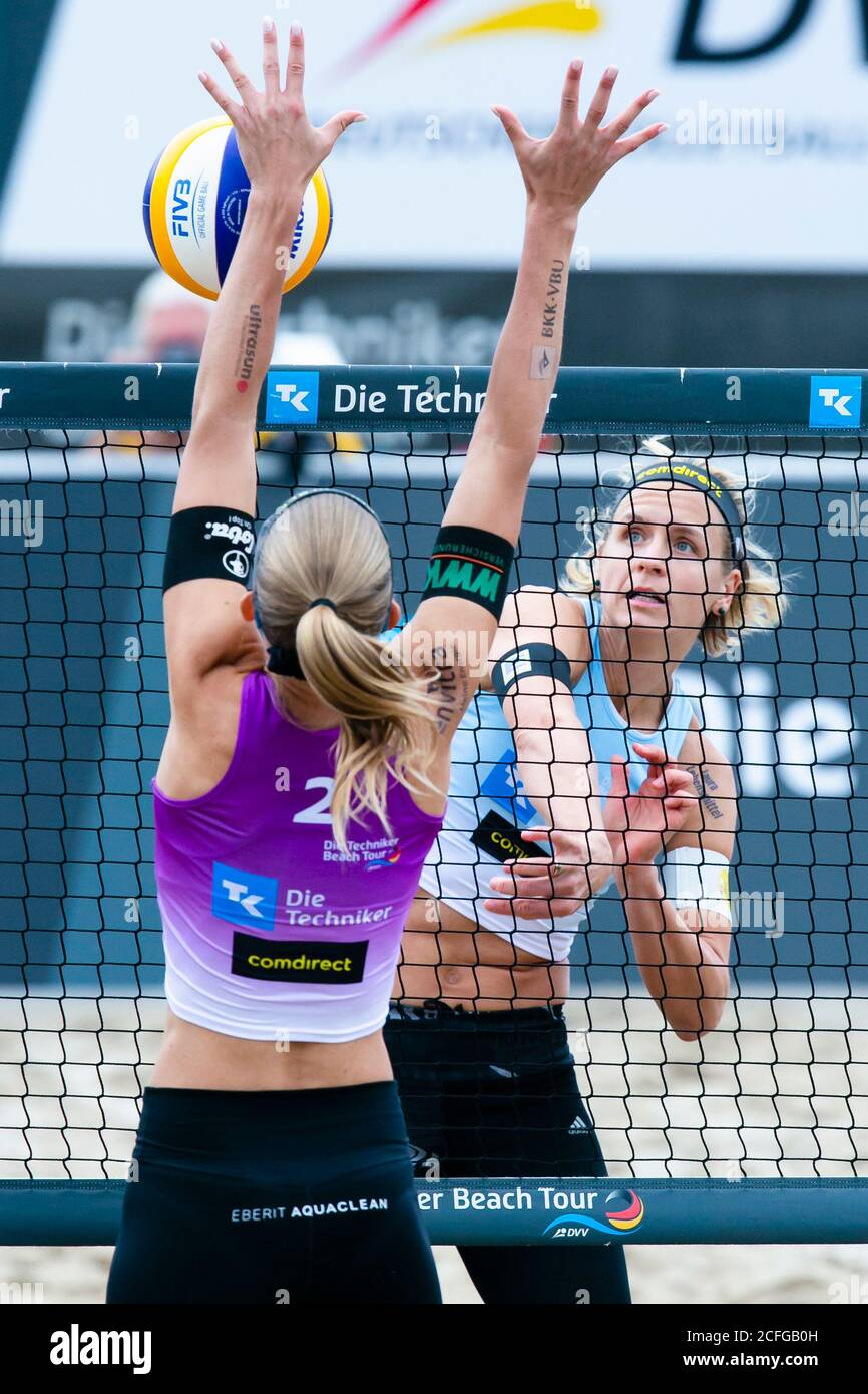 Timmendorfer Strand, Germany. 05th Sep, 2020. Laura Ludwig (r, Hamburg ...