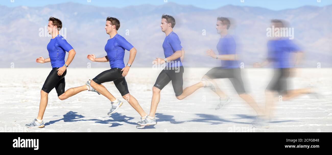 Running and sprinting man in motion at great speed Stock Photo - Alamy