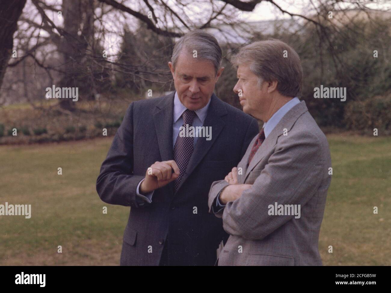 Jimmy Carter and Secretary of State Cyrus Vance ca. 7 March 1977 Stock ...