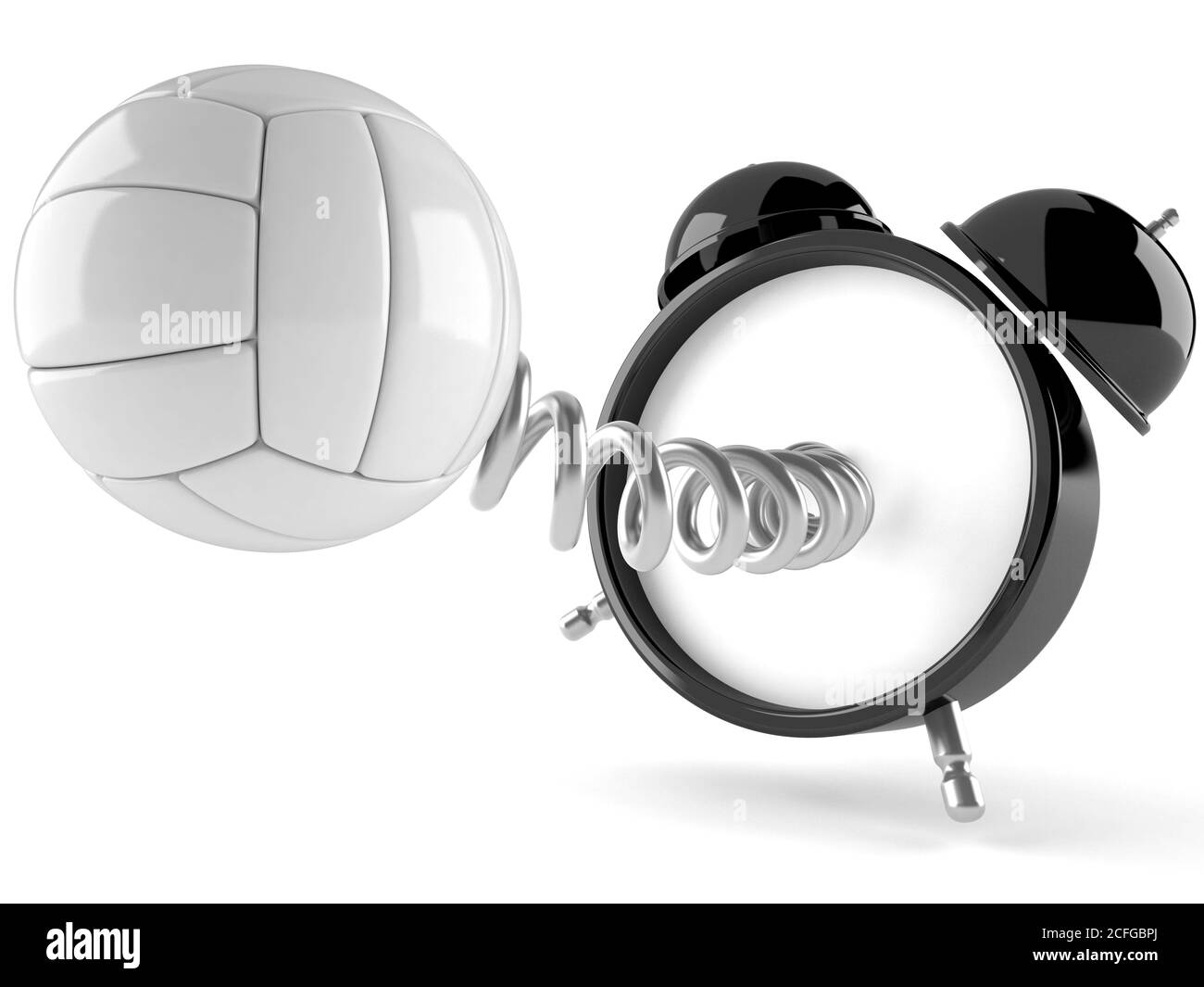 Alarm clock with volleyball isolated on white background Stock Photo ...
