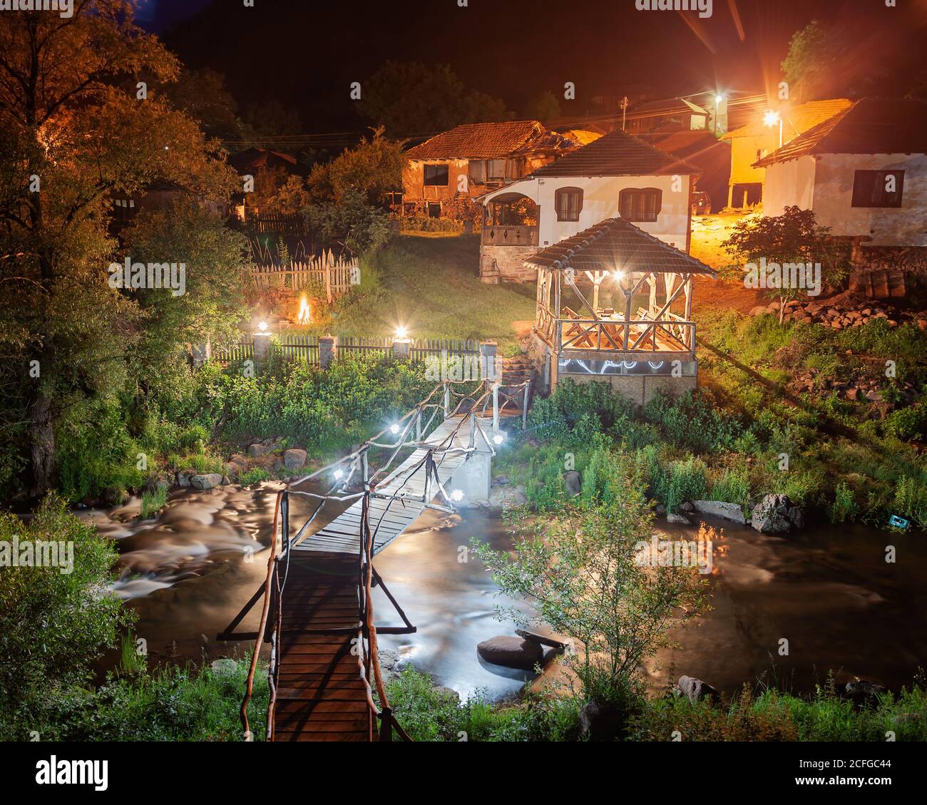Beautiful village house in Topli Do, Serbia, with wooden bridge going ...