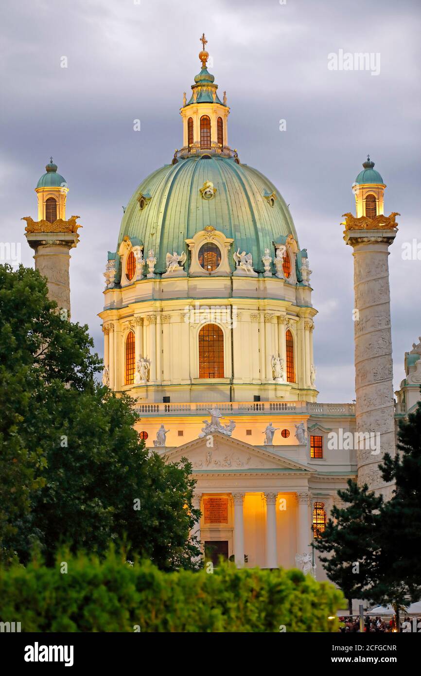Vienna, Karlskirche at evening Stock Photo - Alamy