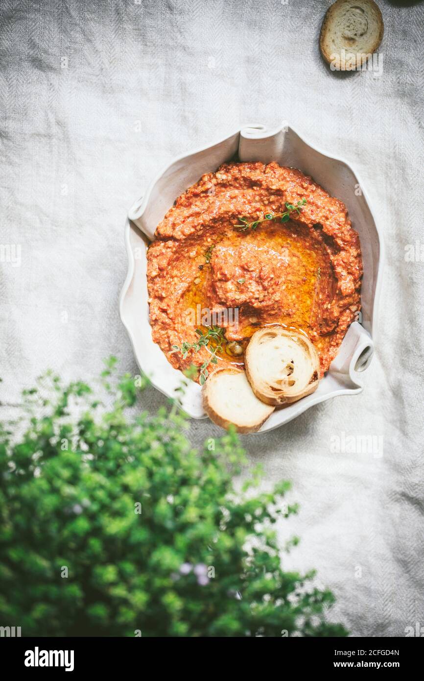 Syrian muhammara cream served in a bowl Stock Photo - Alamy