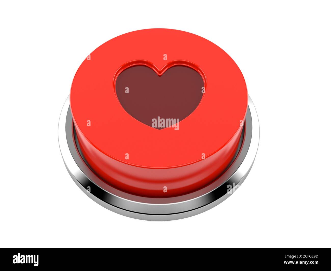 Red love button isolated on white background Stock Photo - Alamy