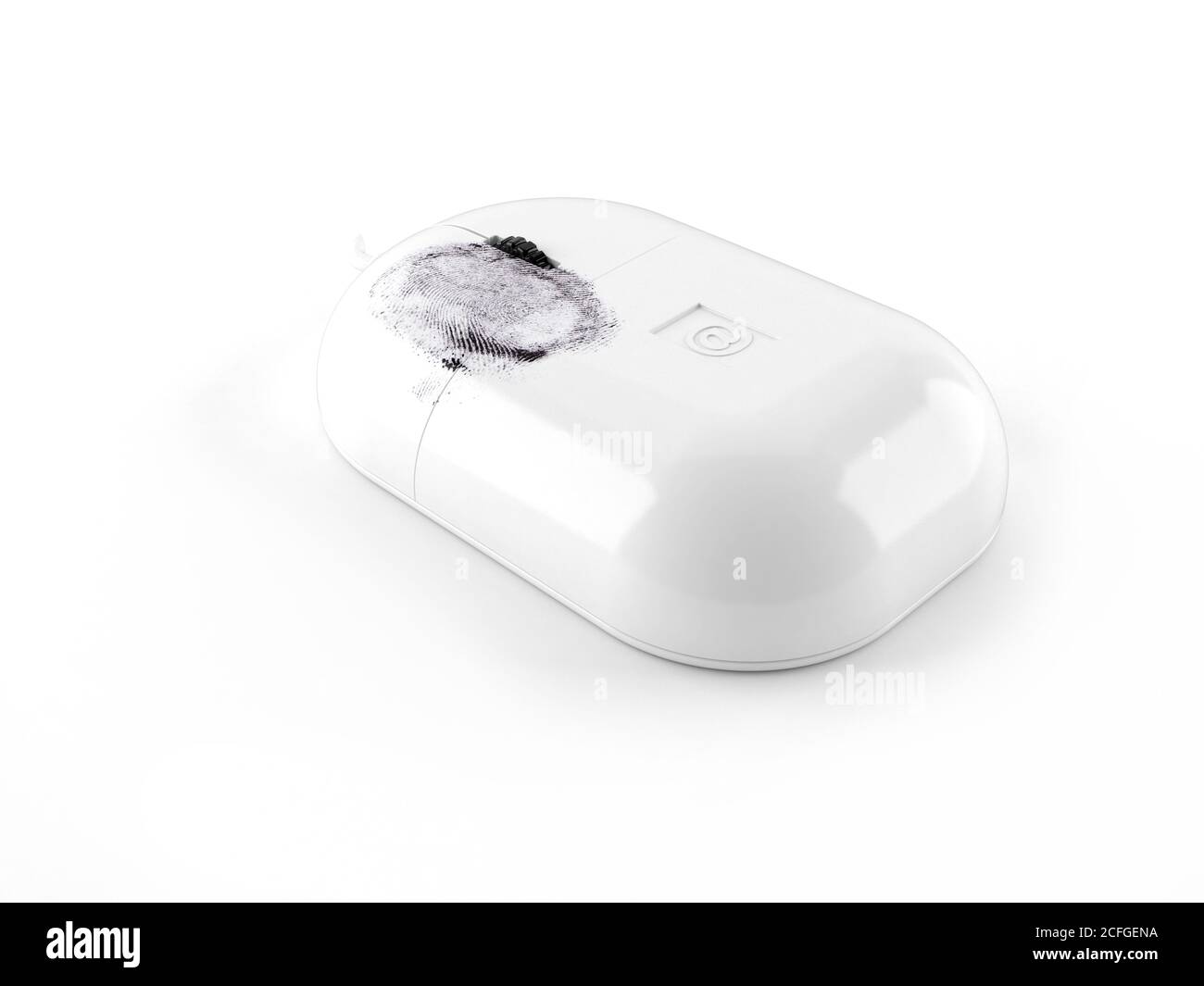 Computer mouse with fingerprint isolated on white background Stock ...