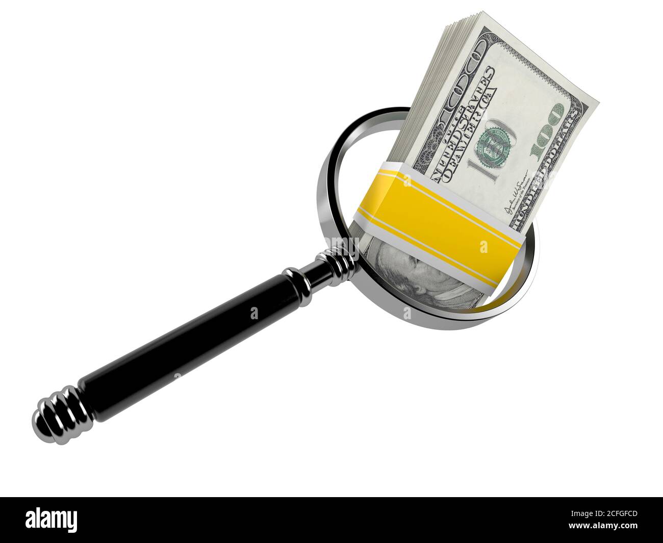 Magnifying glass with money isolated on white background Stock Photo ...