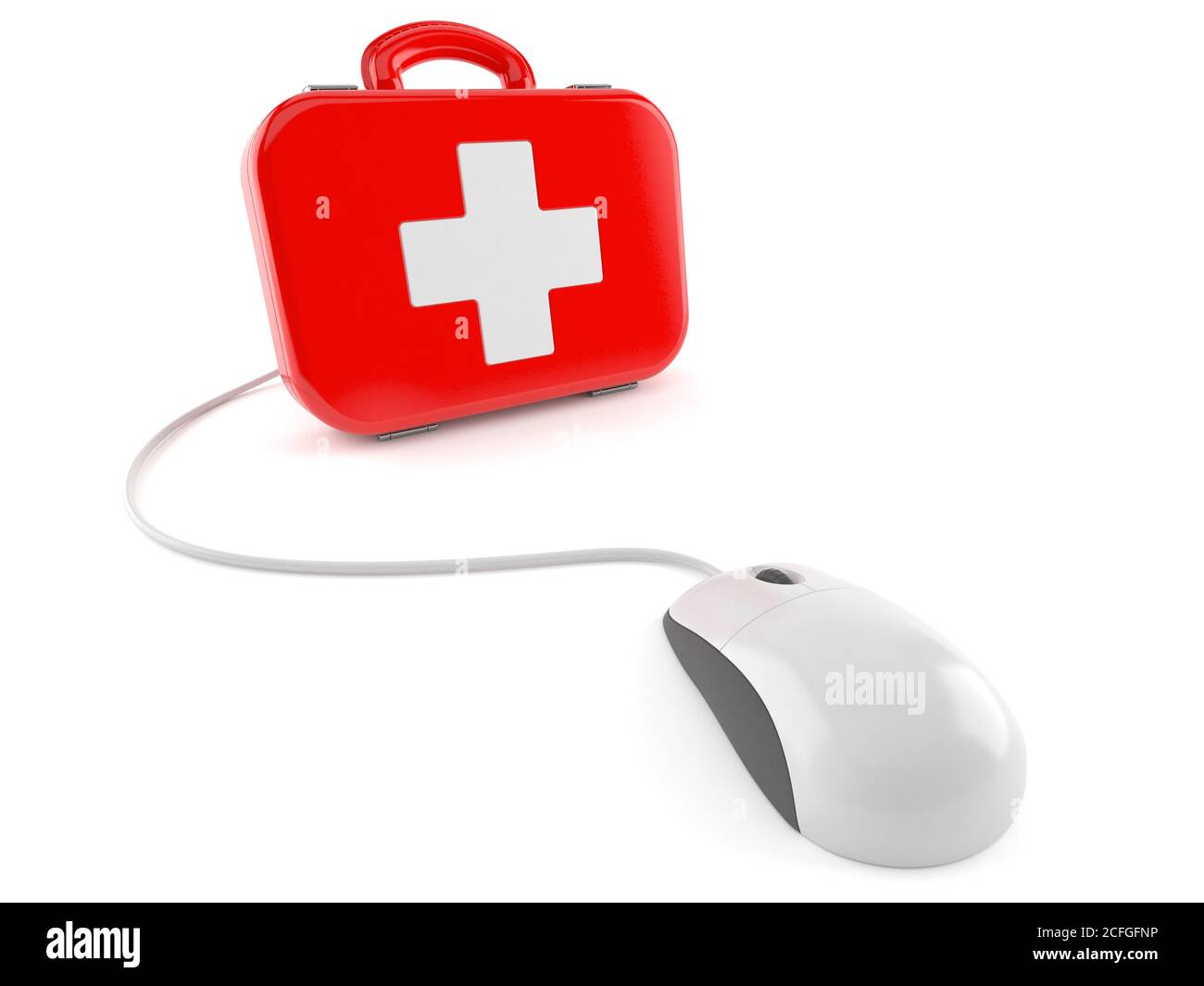 First aid kit with computer mouse isolated on white background Stock ...