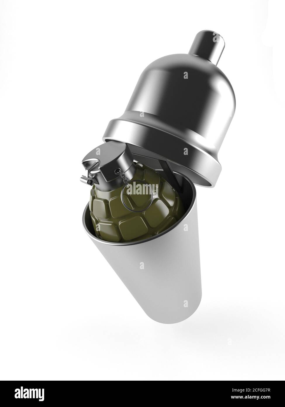 Cocktail shaker with hand grenade isolated on white background Stock ...