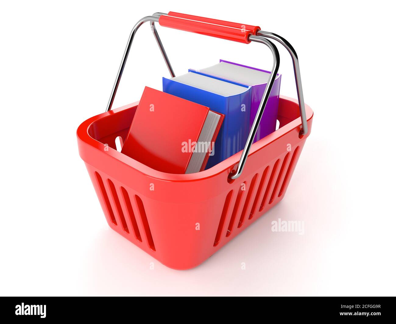 Shopping basket with books isolated on white background Stock Photo - Alamy