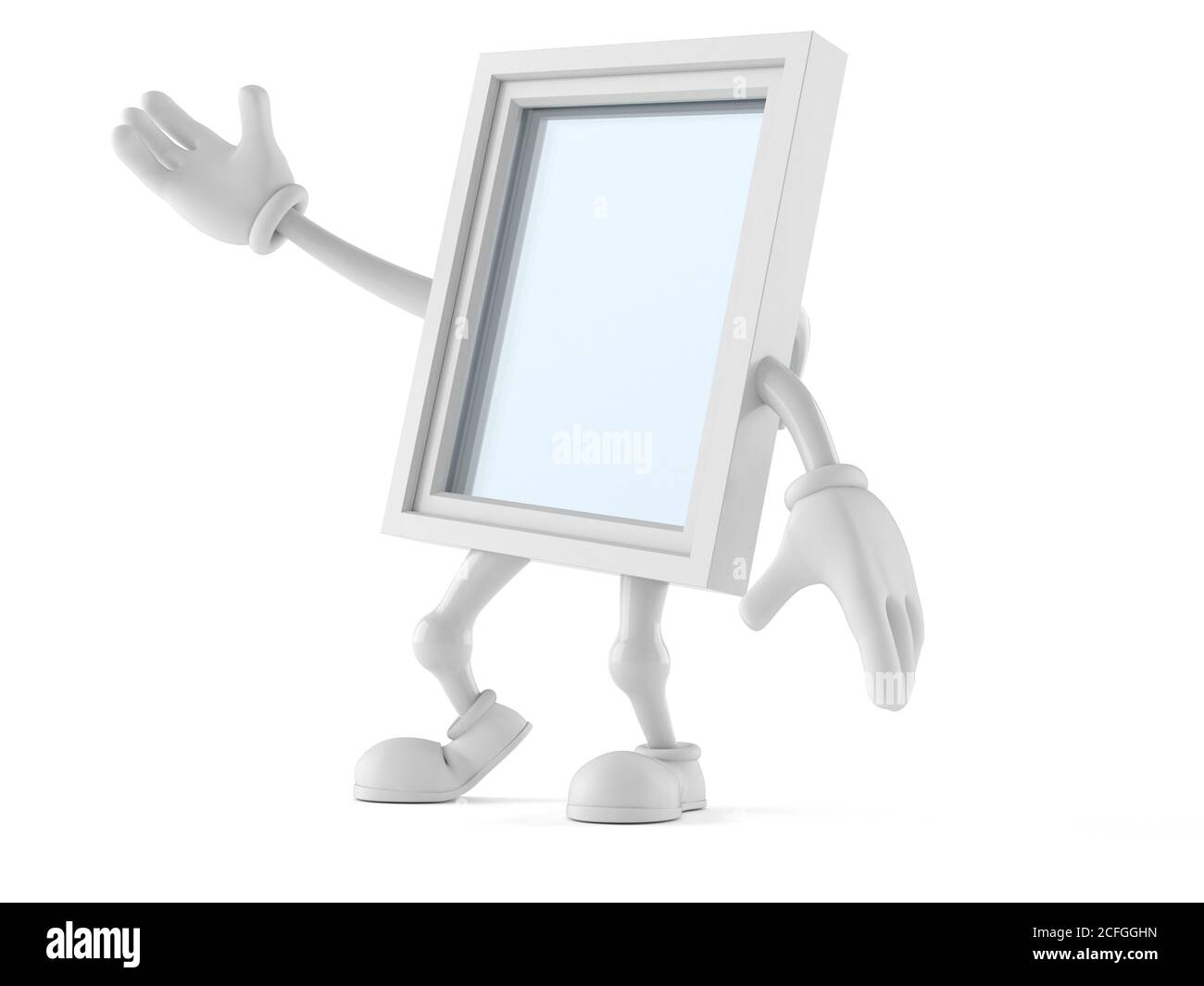 Window character isolated on white background Stock Photo - Alamy