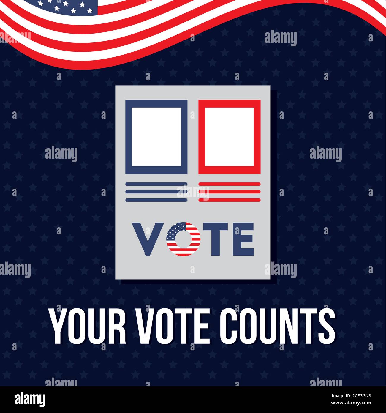 your vote counts 2020 with paper and usa flag vector design Stock ...