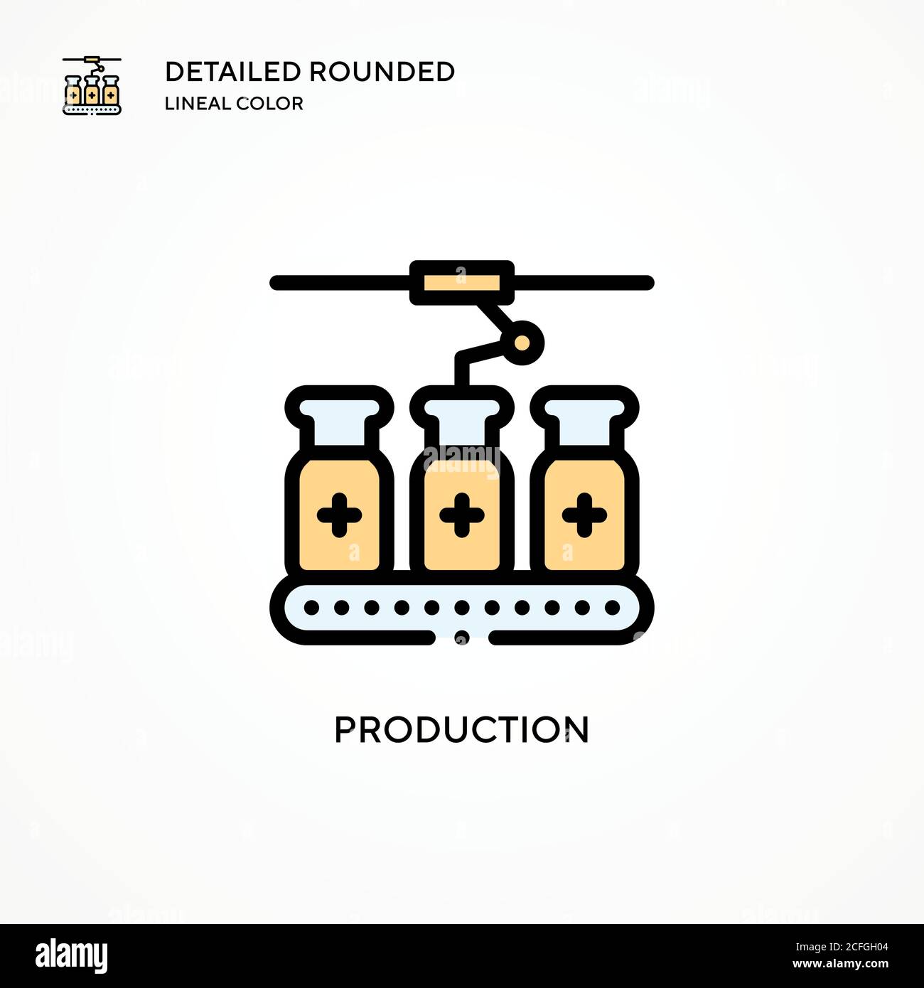 Production vector icon. Modern vector illustration concepts. Easy to ...