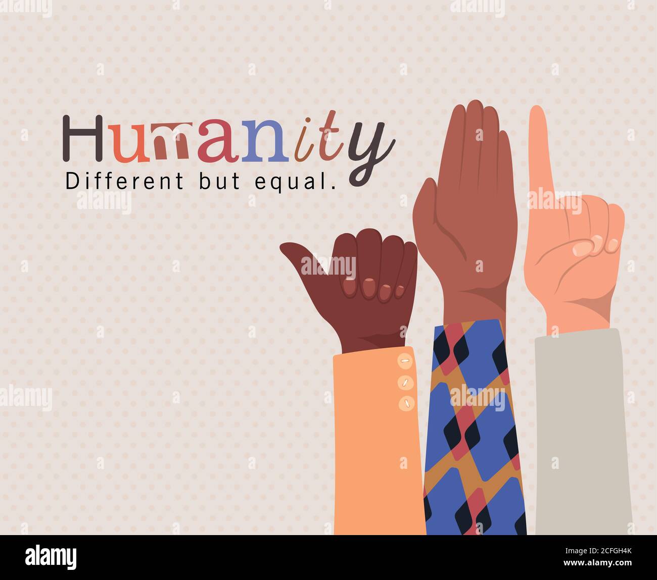 humanity different but equal and diversity hands skin vector design ...